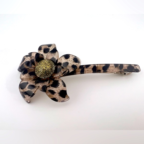 Accessories | Leopard Print Floral Decorative Hair Clip | Poshmark